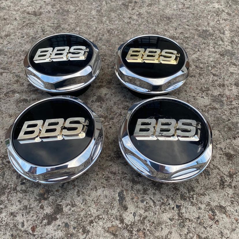 BBS RS Center Hex Caps | Black & Gold Logo